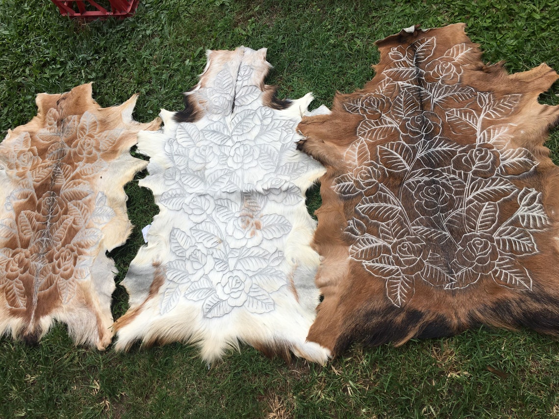 Rose print goat hide | Etsy