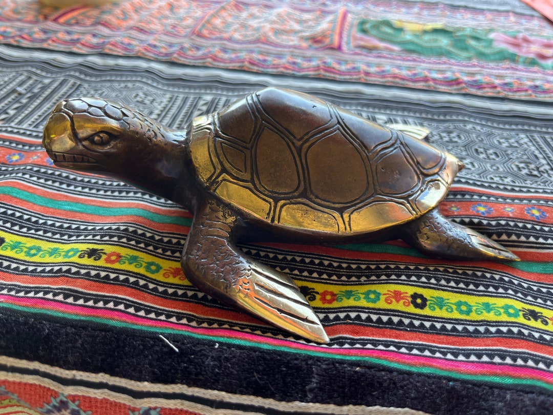 Large Brass Bronzed Turtle - Etsy