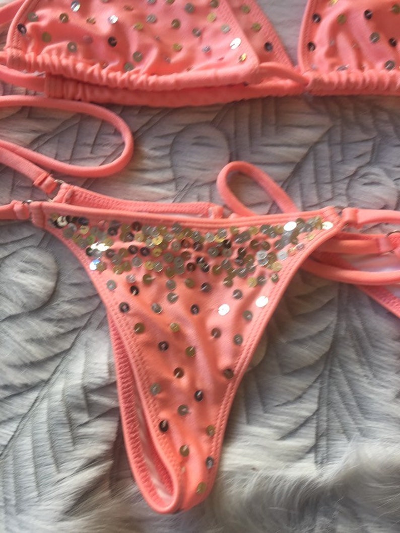 Peach Shimmer G String Bikini - Etsy