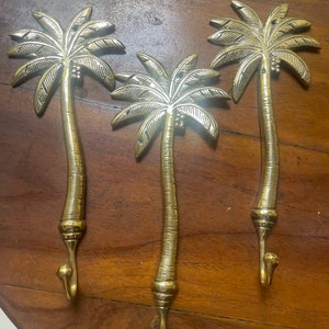 Tall Brass Palm Tree Hooks - Etsy