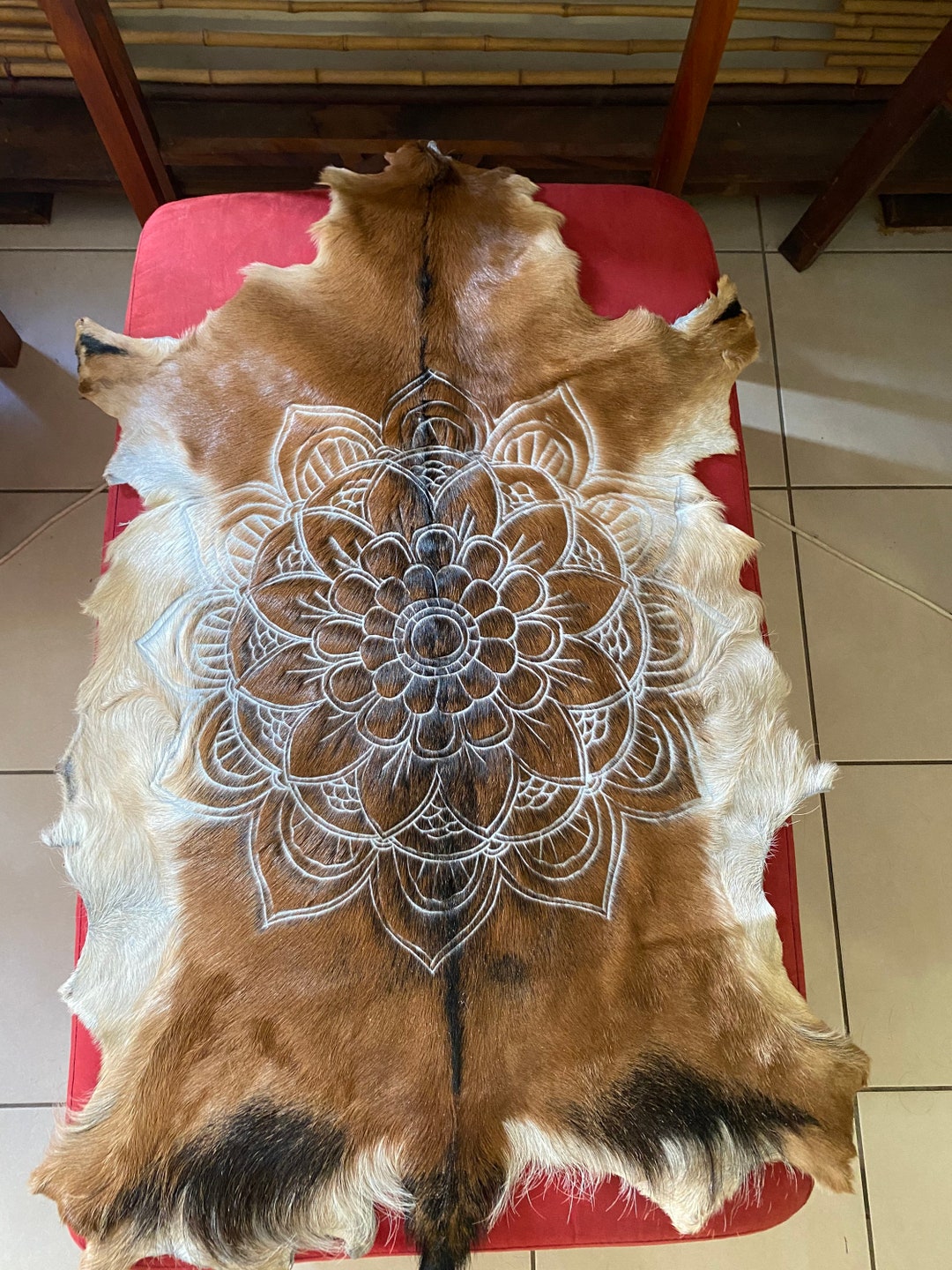 Mandala Design Handcarved Goat Skin - Etsy
