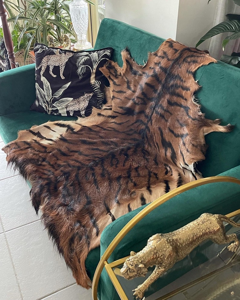 Hand Painted Goat Hide. - Tiger Print. - Etsy