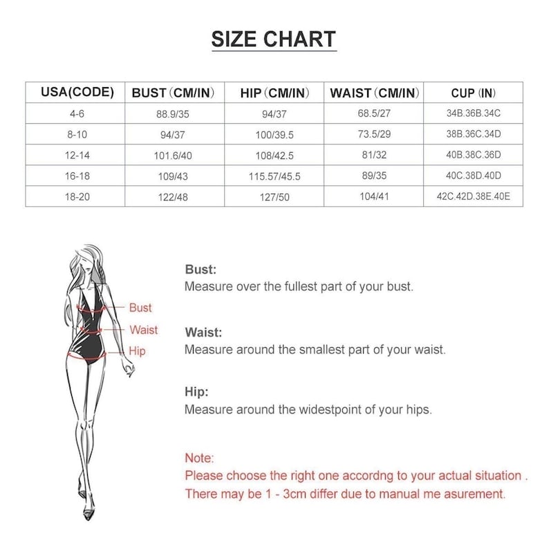 Swimwear Size Chart: International Conversion Guide - Etsy