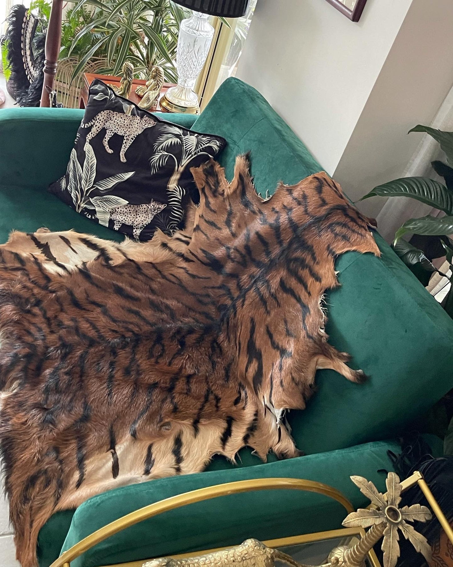 Hand Painted Goat Hide. Tiger Print. - Etsy