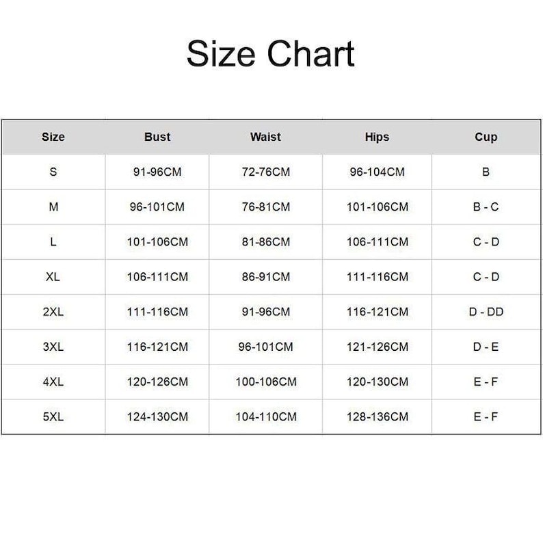 Swimwear Size Chart: International Conversion Guide - Etsy