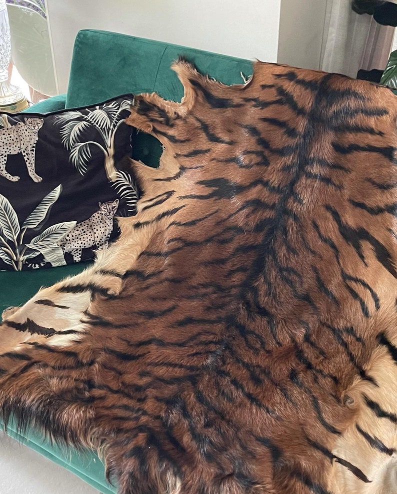 Hand Painted Goat Hide. Tiger Print. - Etsy