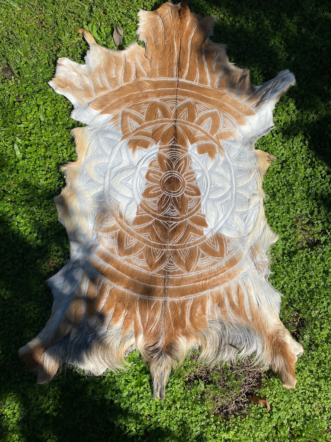 Caramel and Cream Colour Mandala Handcarved Goat Skin - Etsy