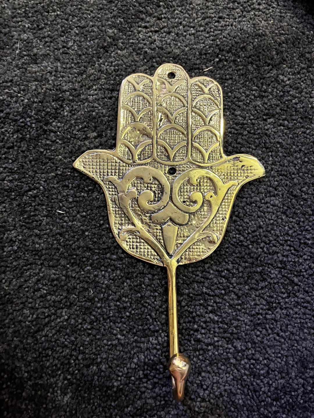 Engraved Brass Hand Hook - Etsy