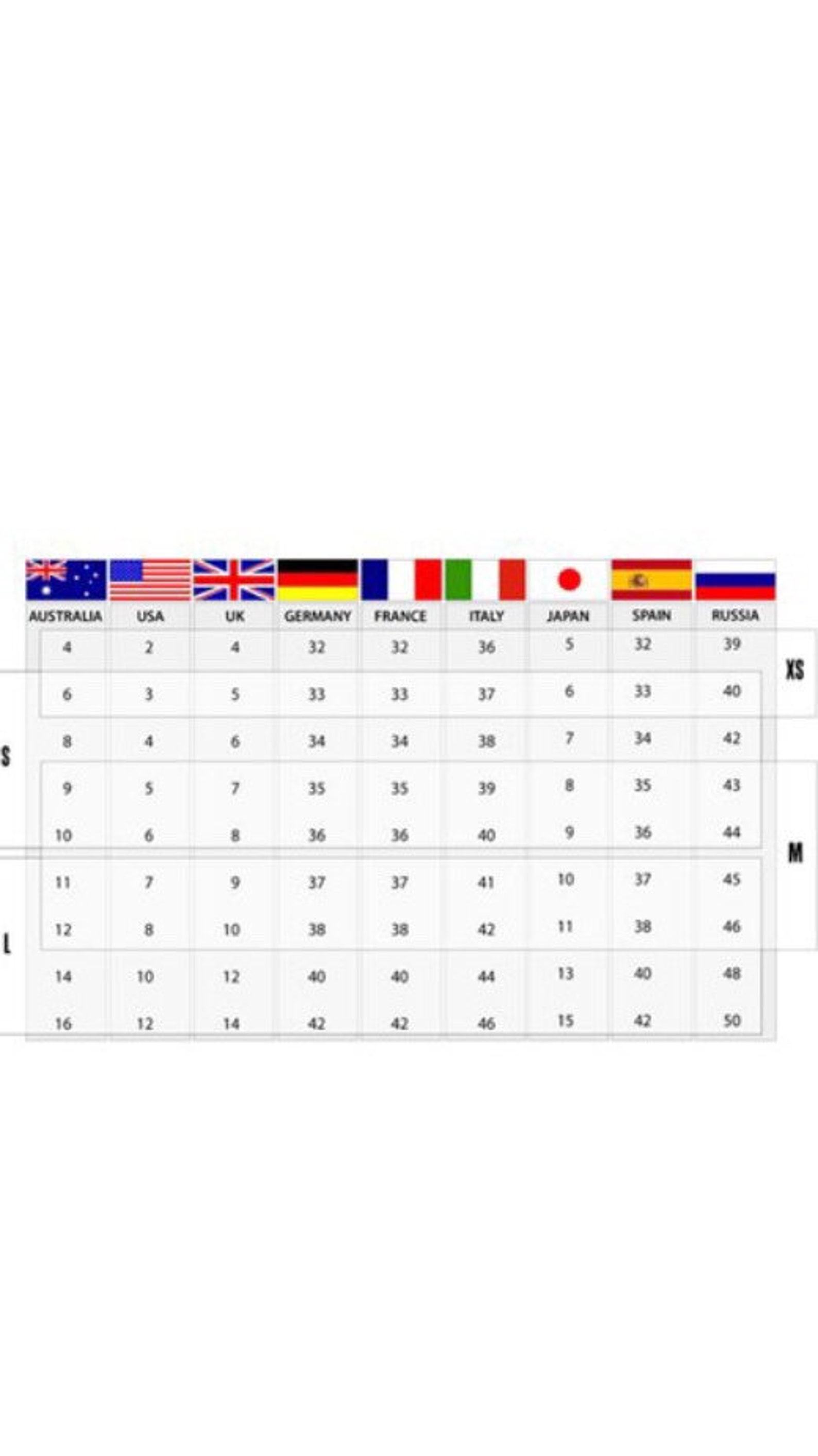 Swimwear Size Chart: International Conversion Guide - Etsy