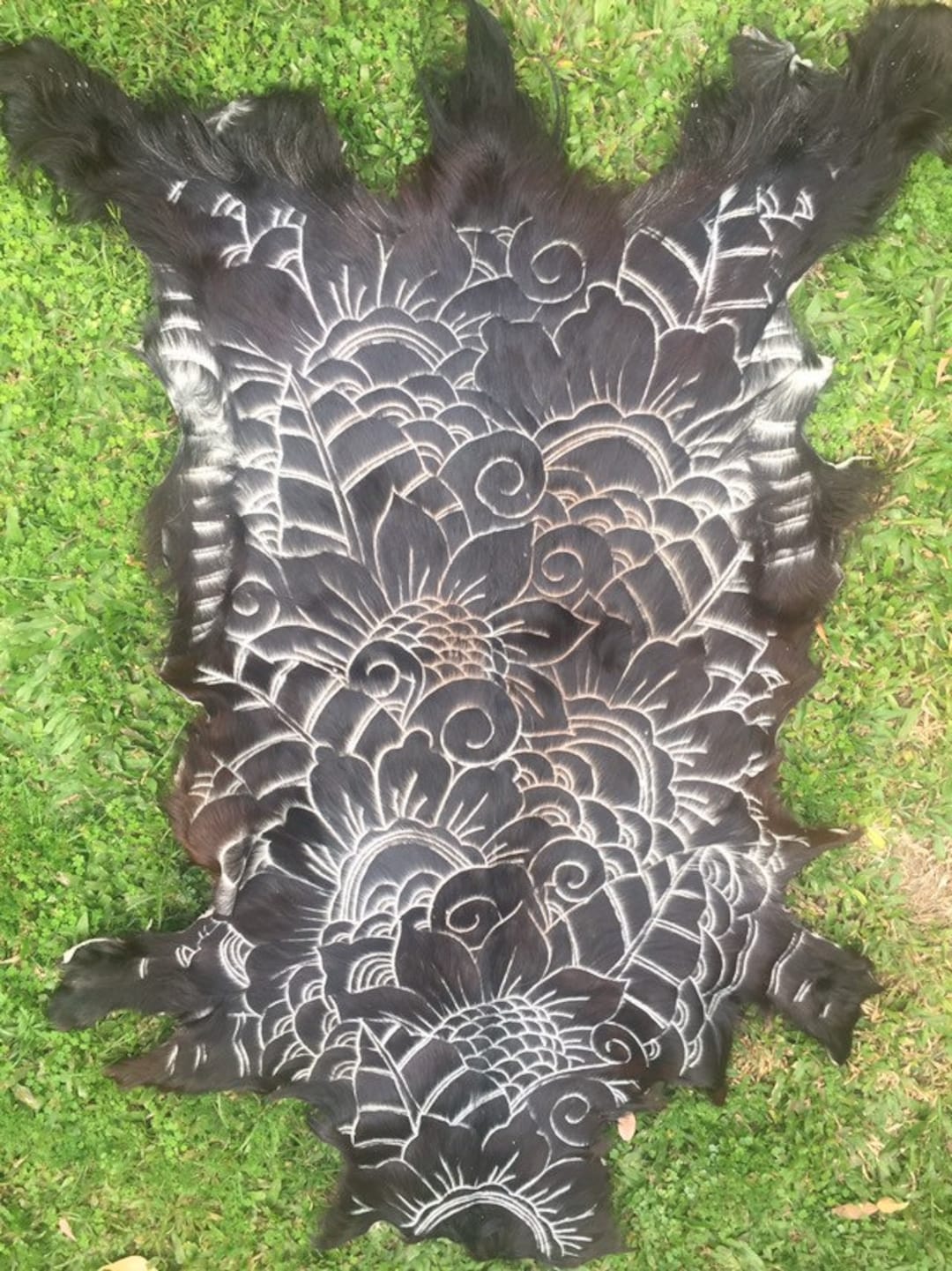 Hand Carved Goat Skin - Black - Etsy