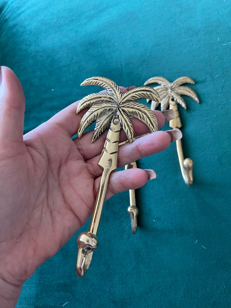 Brass Palm Tree Hooks. X 3. - Etsy