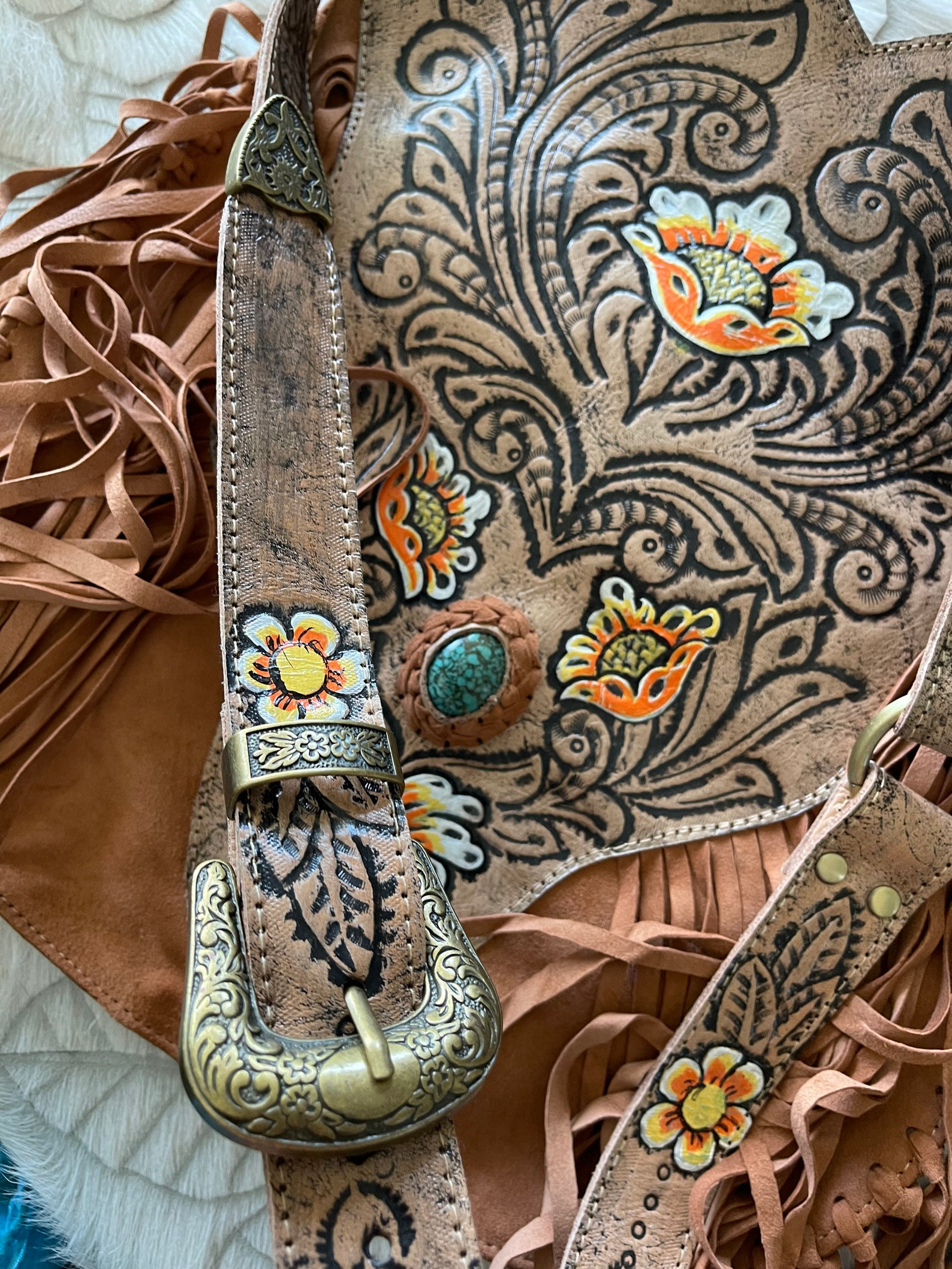Handtooled Leather and Suede Bag - Etsy