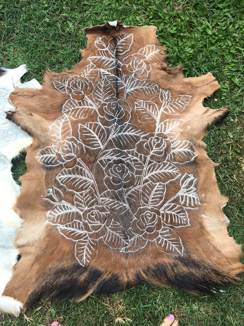 Rose Print Goat Hide - Etsy