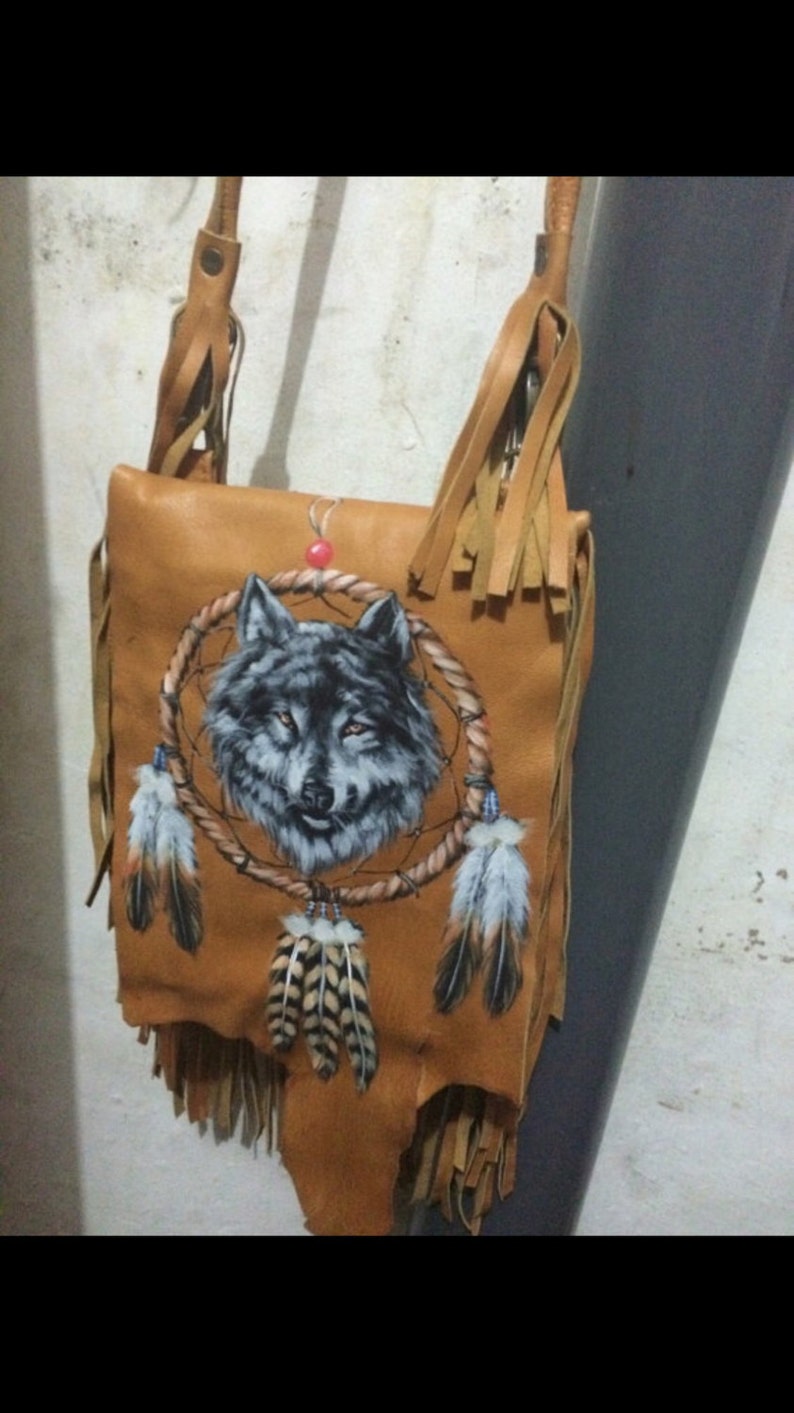 Hand painted wolf dreamcatcher bag wholesale lot x 6 | Etsy