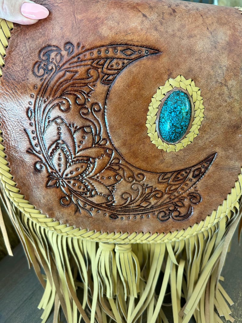 Crescent Moon Leather Boho Shoulder Bag - Etsy