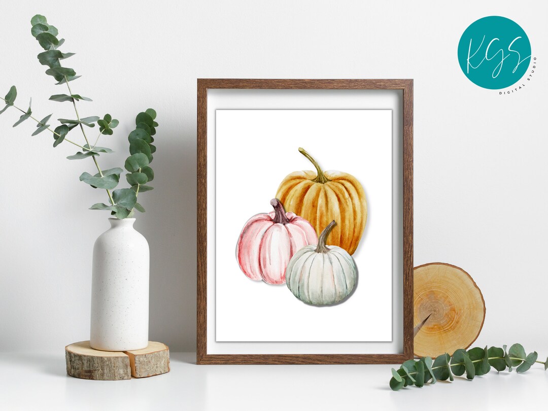 Pumpkin Wall Decor Printable, Rustic Pumpkin Home Decor, Autumn Home ...