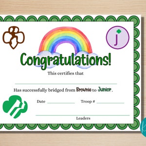 Girl Scout Bridging Certificate, Daisy to Brownie, Brownie to Junior ...