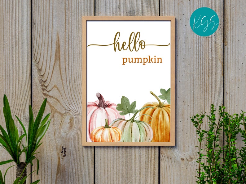 Pumpkin Wall Decor Printable, Hello Pumpkin Home Decor, Autumn Home ...