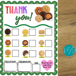 Girl Scout Cookie Thank You Card Receipt Editable Canva - Etsy
