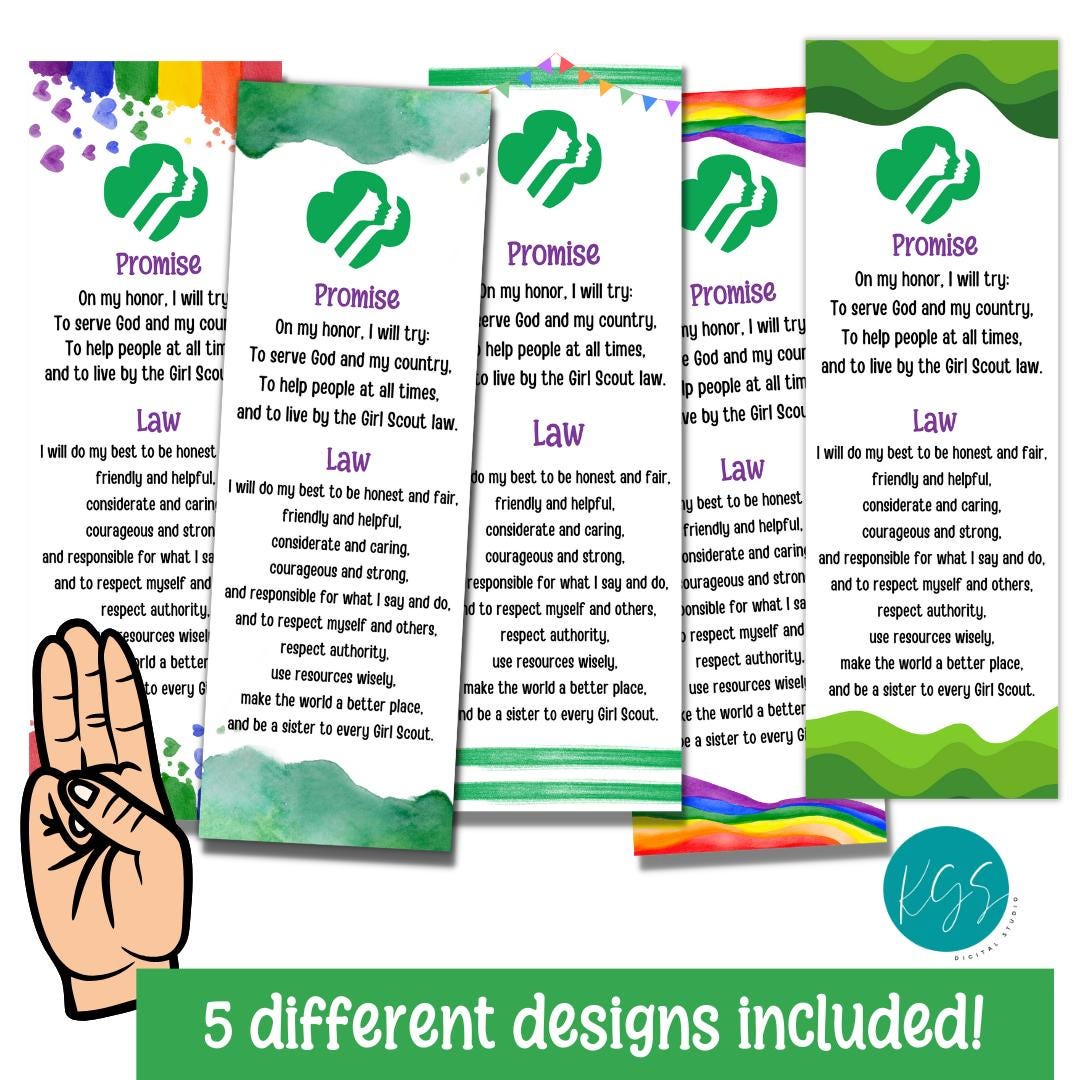 Scout Bookmark, Promise, Law, Girl Scouts - Etsy
