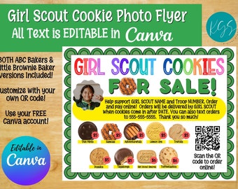 Girl Scout Cookie Thank You Card Receipt, Editable Canva Template ...
