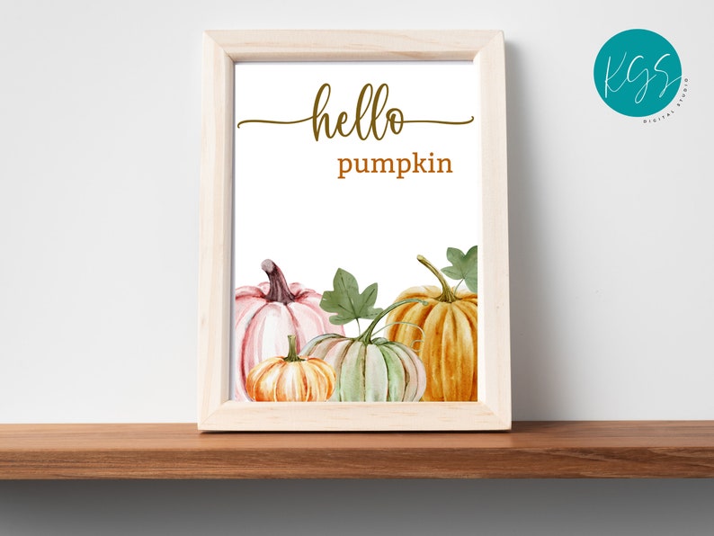 Pumpkin Wall Decor Printable, Hello Pumpkin Home Decor, Autumn Home ...