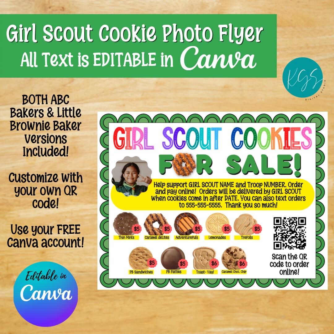2025 Cookie Sales Photo Flyer, Editable Canva Template, Editable Cookie ...