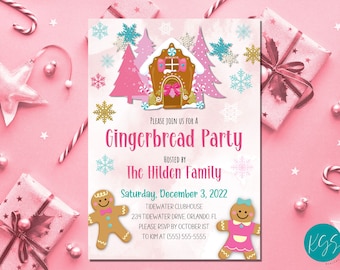 EDITABLE Gingerbread House Decorating Party Invitation - Etsy