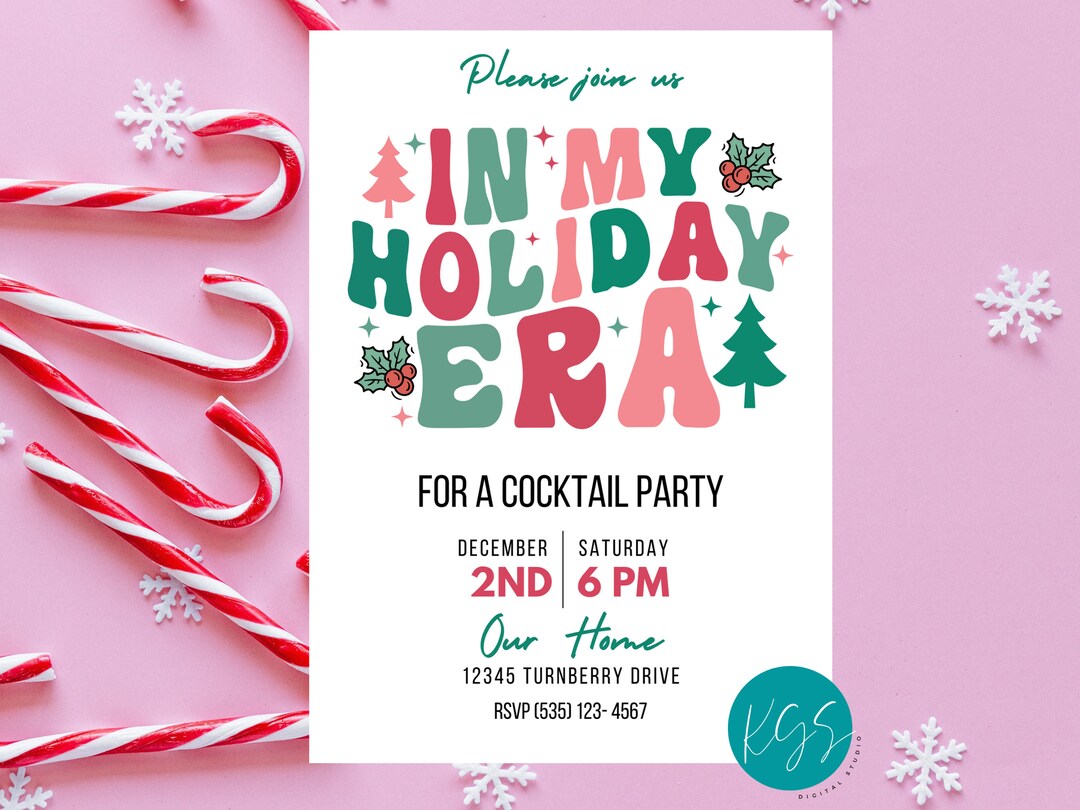 Holiday Era Party Invitation, Christmas Party Invitation, in My Holiday ...
