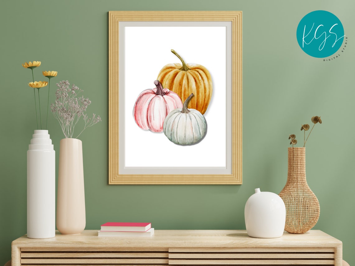 Pumpkin Wall Decor Printable, Rustic Pumpkin Home Decor, Autumn Home ...