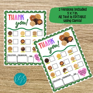 Girl Scout Cookie Thank You Card Receipt, Editable Canva Template ...