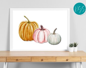 Pumpkin Wall Decor Printable, Rustic Pumpkin Home Decor, Autumn Home ...