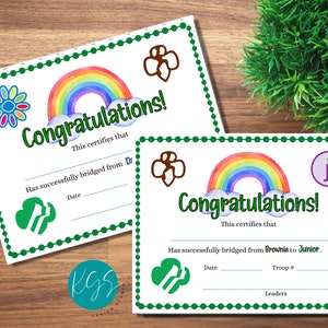 Girl Scout Bridging Certificate, Daisy to Brownie, Brownie to Junior ...