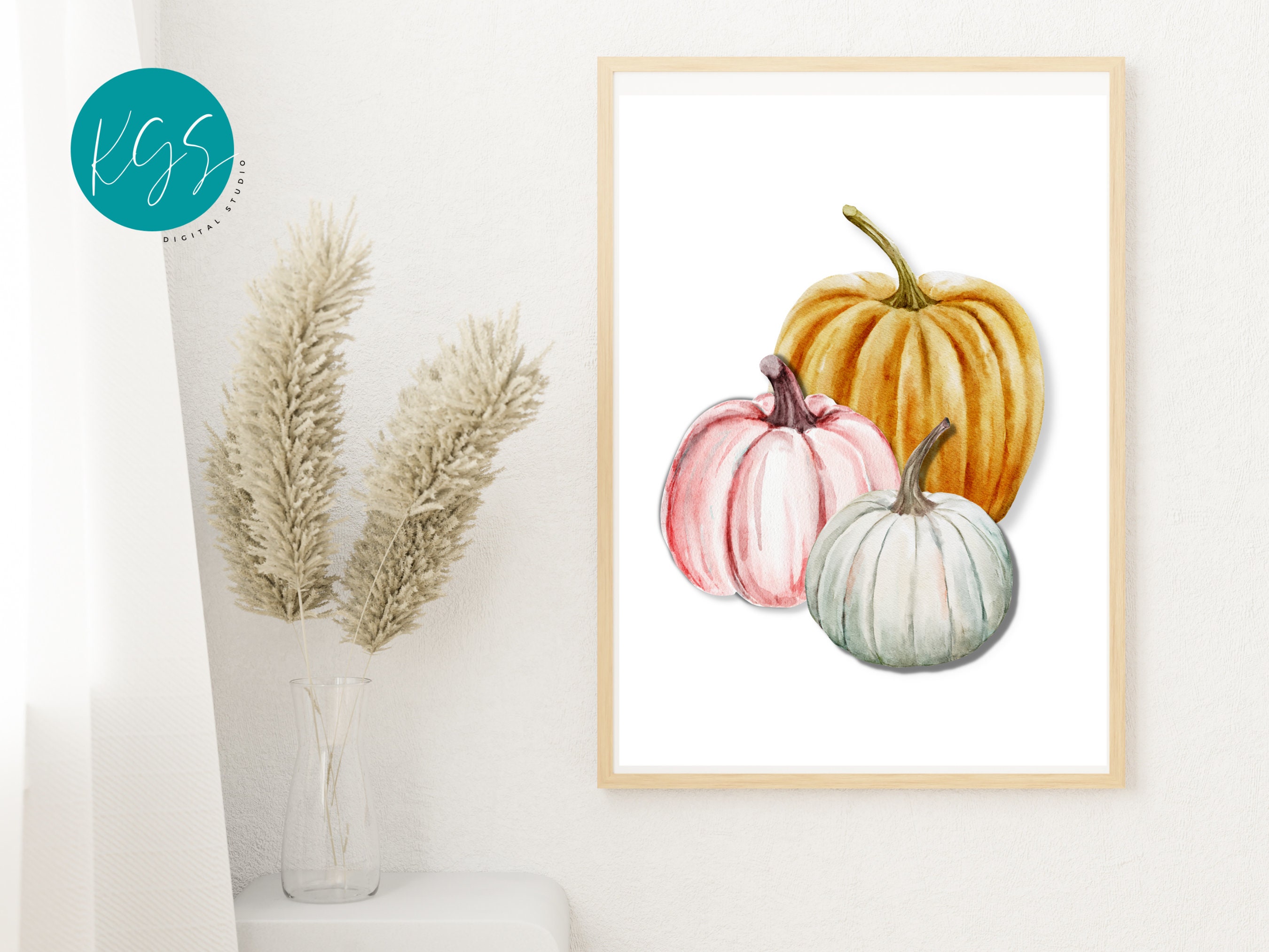 Pumpkin Wall Decor Printable, Rustic Pumpkin Home Decor, Autumn Home ...
