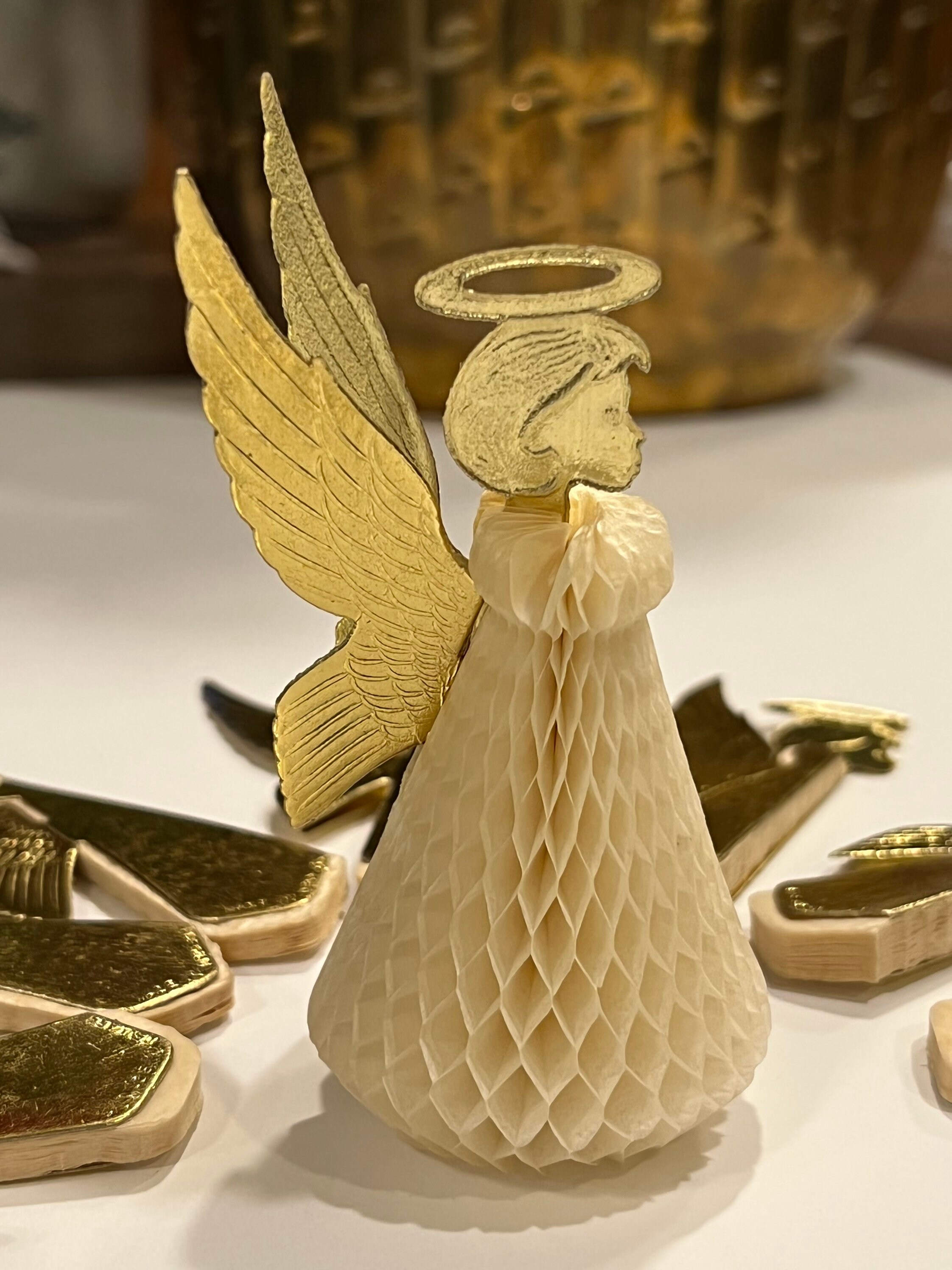 Vintage Gold Foil Angels With Tissue Paper Honeycomb Made in | Etsy