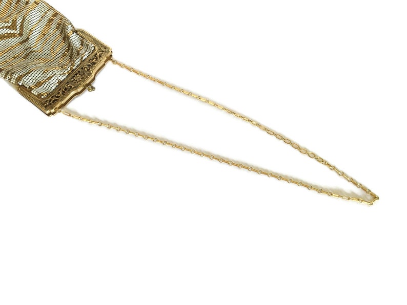 Whiting & Davis Zebra Metal Mesh Purse Chain Handle White Gold - Etsy