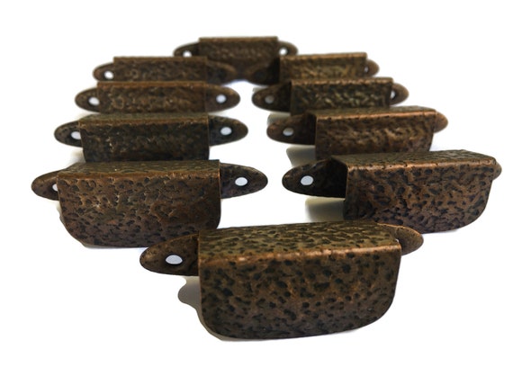 10 Hammered Copper Tone Metal Finger Pulls | Etsy