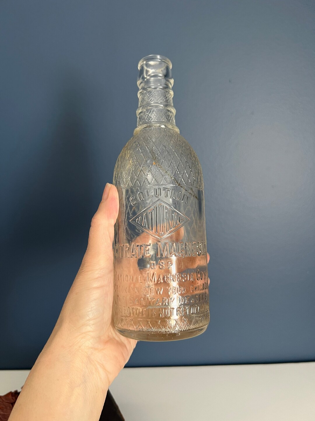 Vintage Citrate Magnesia Glass Apothecary Bottle National Magnesia Co ...