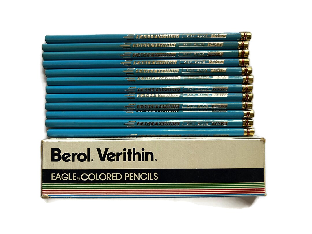12 Vintage Berol Verithin Eagle Colored Pencils Sky Blue 740 1/2 Art ...