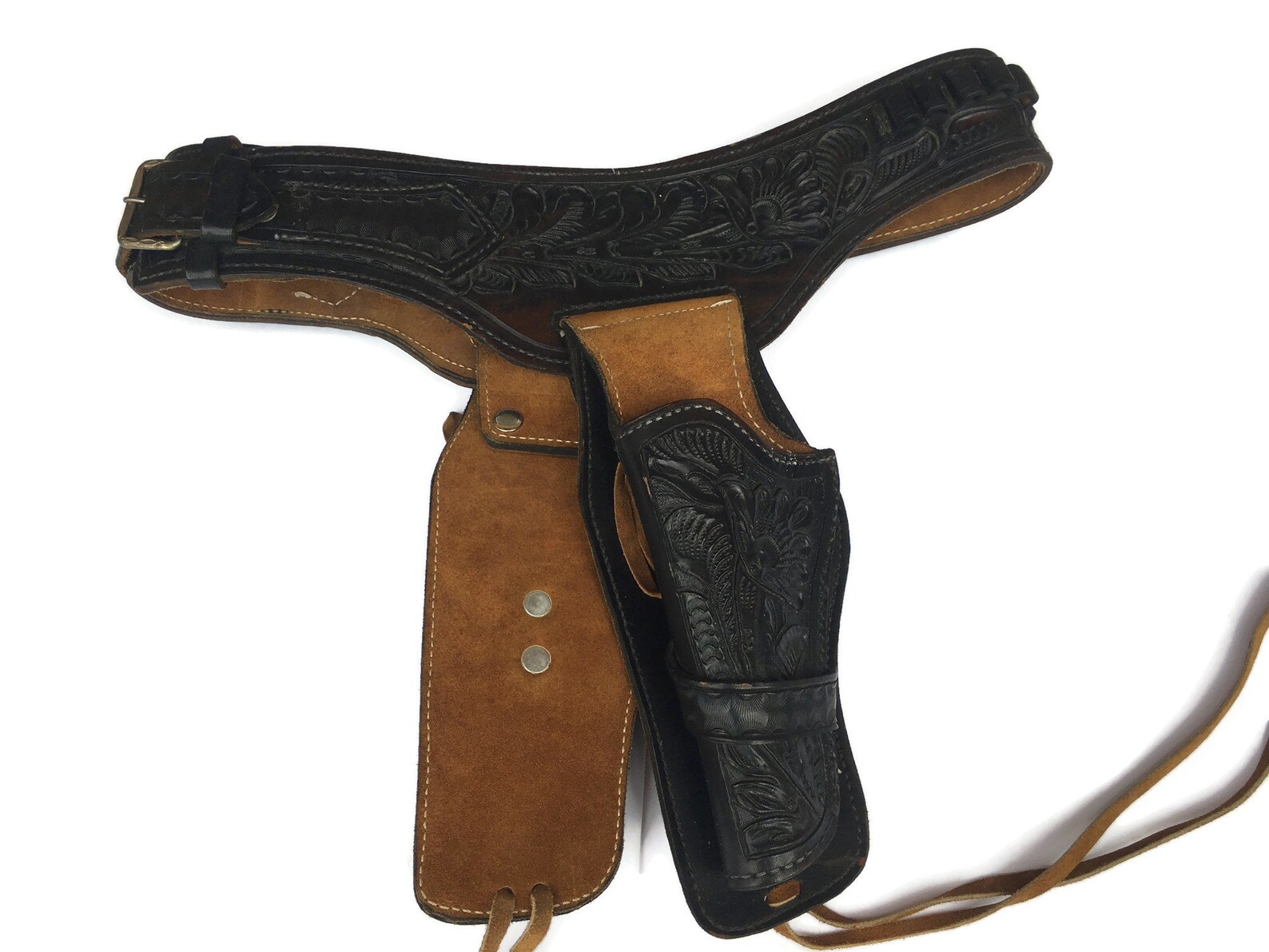 Tooled Leather Gun Holster Western Cowboy Gunfighter | Etsy