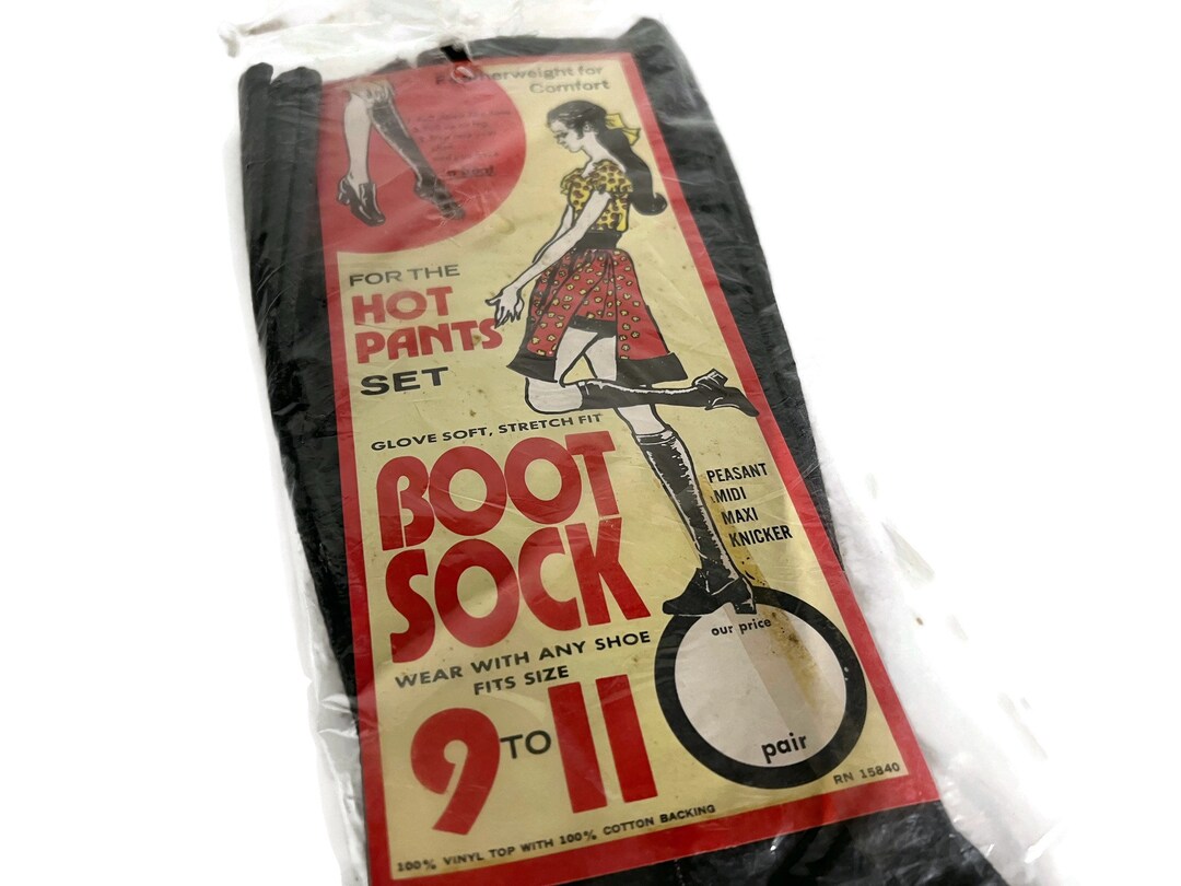Vintage 1970's Vinyl Boot Socks for the Hot Pants Set Size 9-11 ...