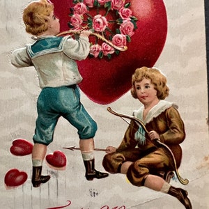 1910 Antique Post Card Valentine's Day Archery Theme - Etsy