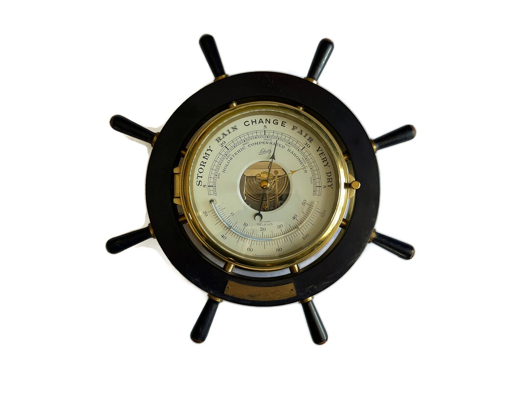 Vintage Schatz Barometer & Thermometer Ships Wheel Design Untested - Etsy