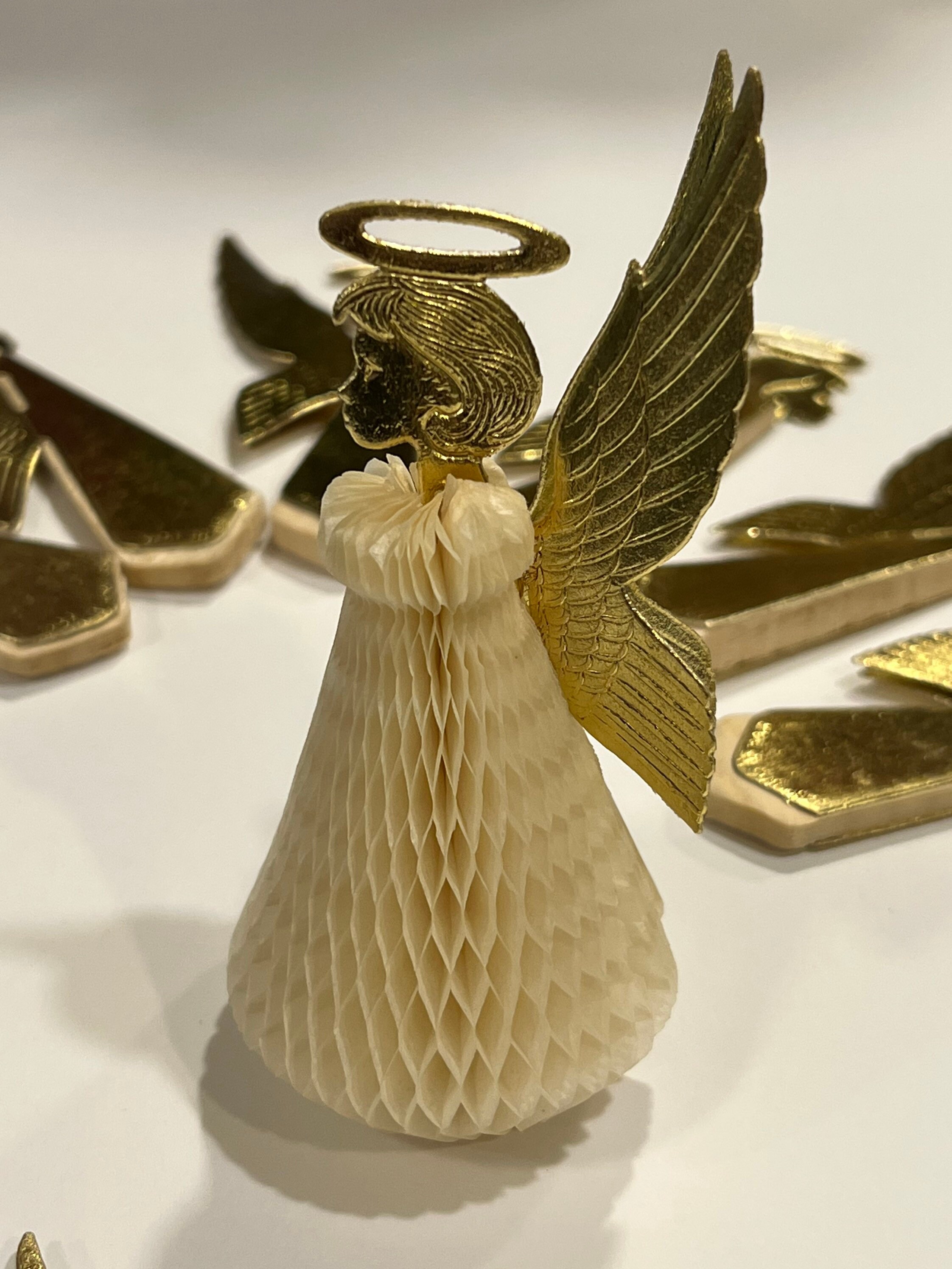 Vintage Gold Foil Angels With Tissue Paper Honeycomb Made in | Etsy