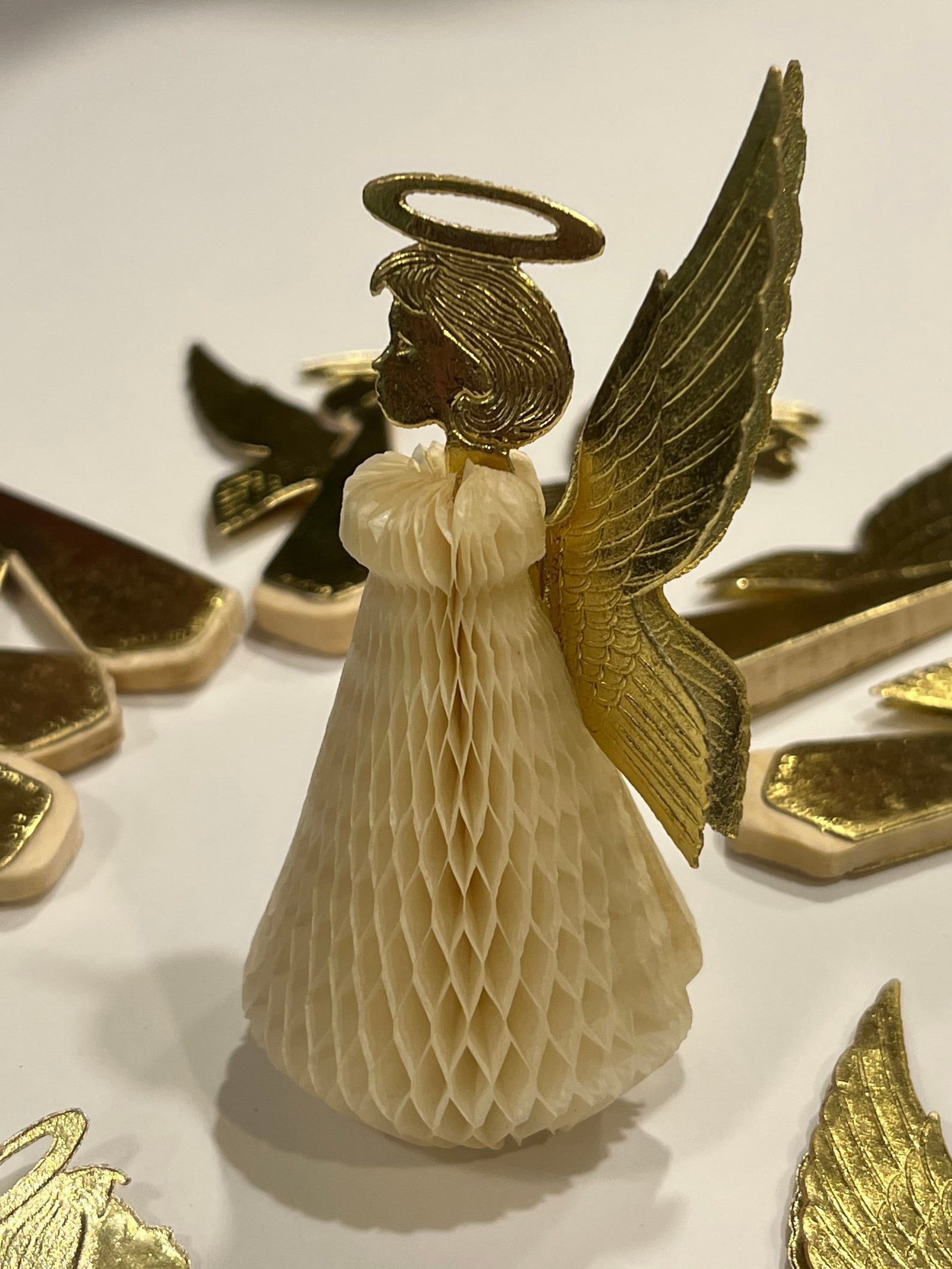 Vintage Gold Foil Angels With Tissue Paper Honeycomb Made in | Etsy
