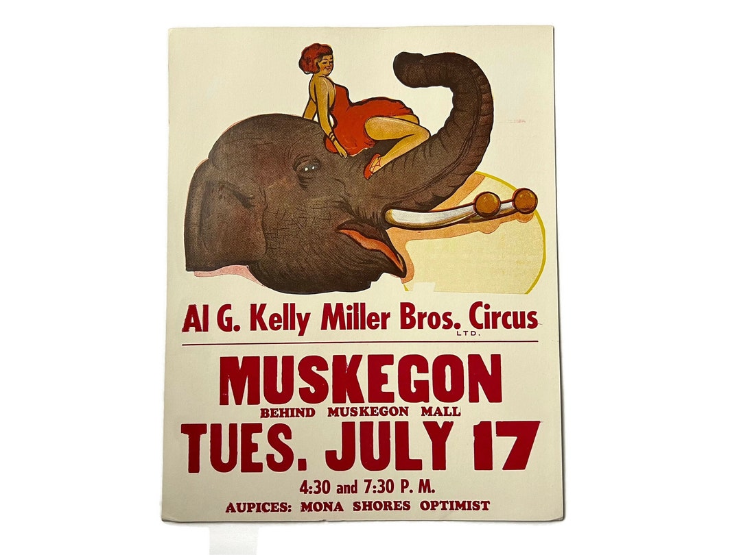 Vintage Circus Window Card Poster AI G. Kelly Miller Bros Circus ...
