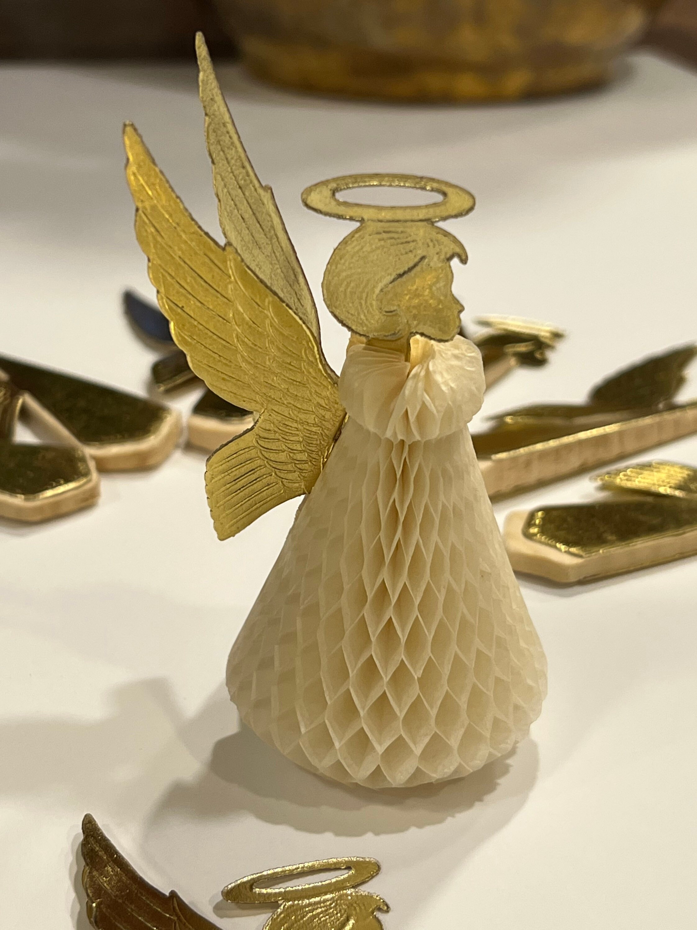 Vintage Gold Foil Angels With Tissue Paper Honeycomb Made in | Etsy
