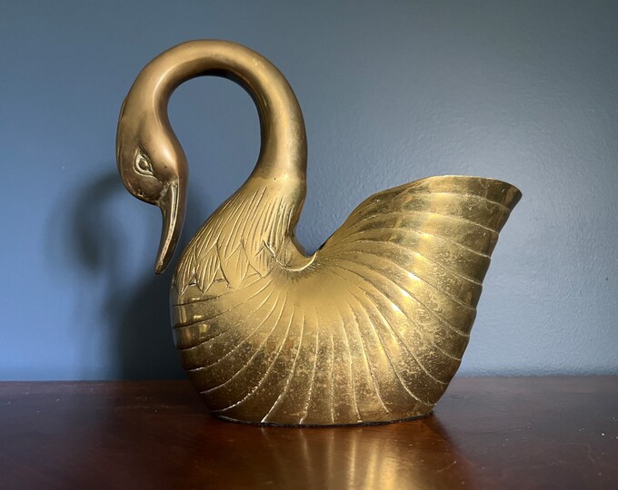 Vintage Brass Swan Planter - Etsy