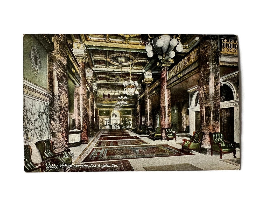 1908 Postcard Hotel Alexandria Lobby Los Angeles California - Etsy