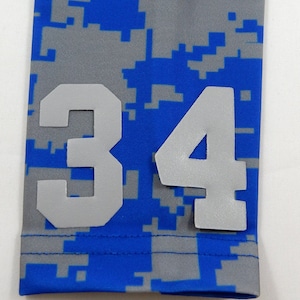 Custom Number PICK YOUR NUMBER Royal Blue Gray Camo Elite Sports Arm ...